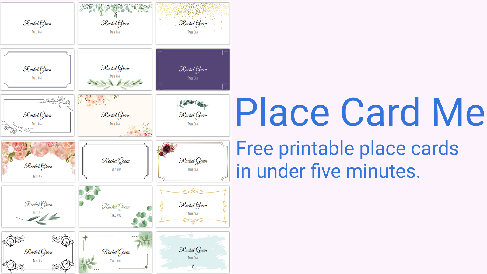 Place Card Me Printable place cards in under five minutes